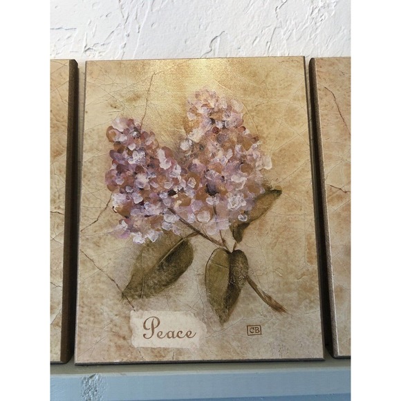 Cheri Blum | Art | Cheri Blum Art Set Lot 4 Hard Board Floral Print Shabby Faith Hope Love ...